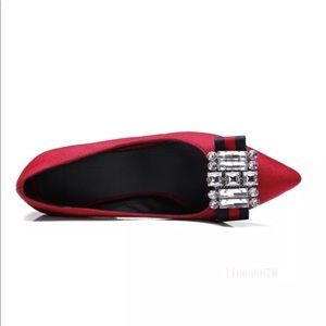 Shoes | Classic Suede Rhinestone Red Shoes | Poshmark